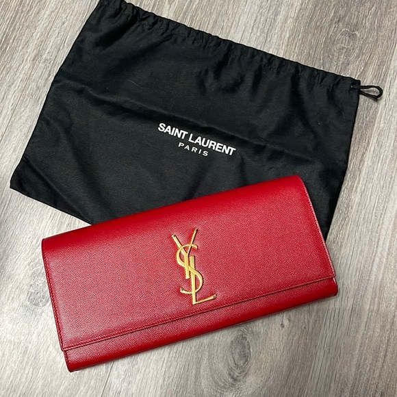 Yves Saint Laurent | Bags | Ysl Caviar Red Clutch | Poshmark